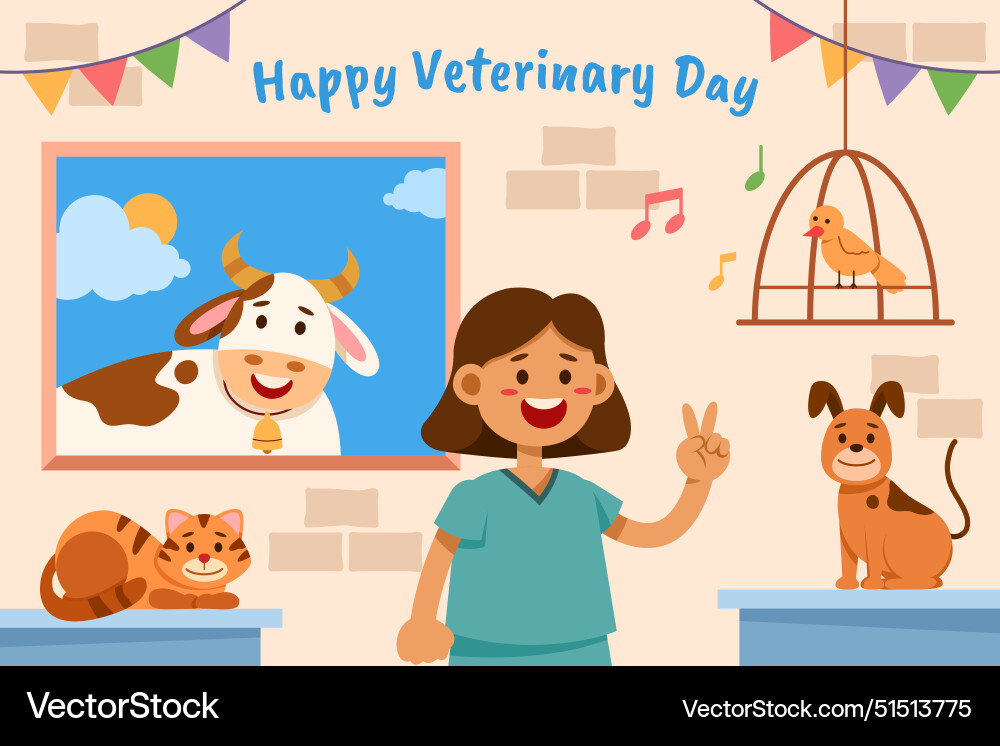 Vet doctor take victory pose Royalty Free Vector Image