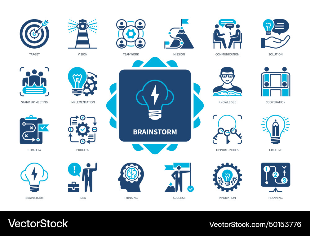 Brainstorm solid icon set Royalty Free Vector Image