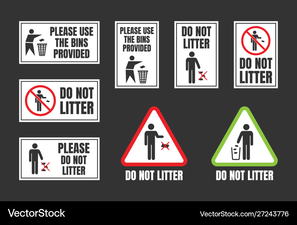 Do not litter signs set keep clean icons Vector Image