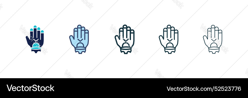 Gauntlet icon set black filled and outlined style Vector Image