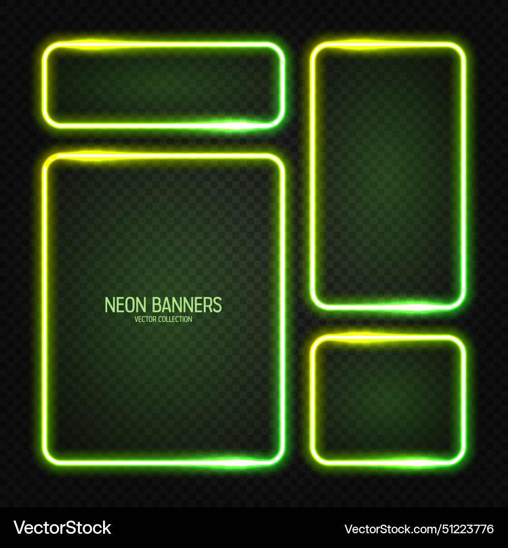 Glowing neon banners illuminated colorful square Vector Image