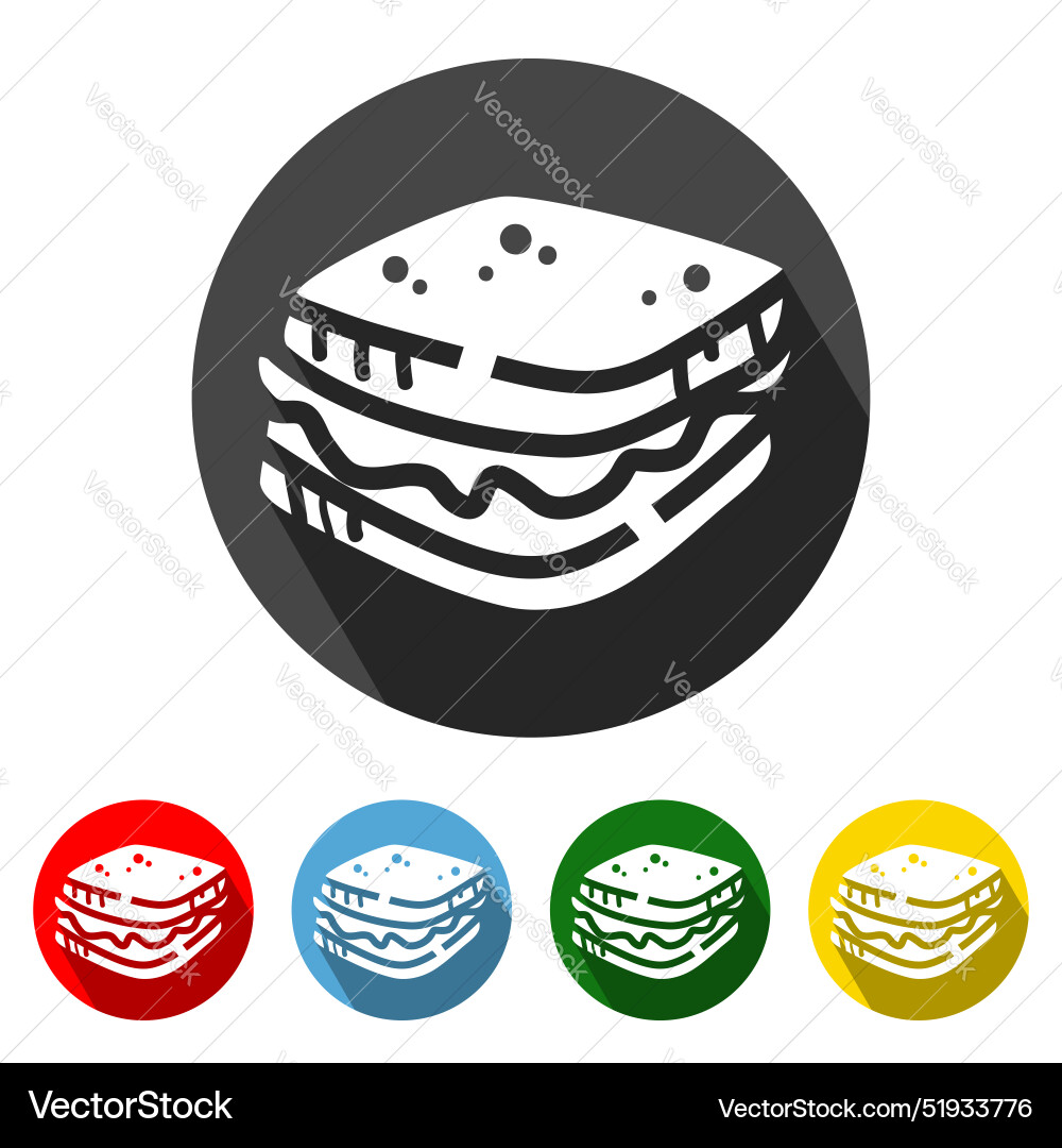 Sandwich flat icon long shadow Royalty Free Vector Image