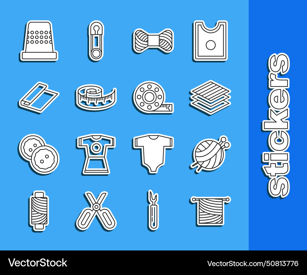 Set line knitting yarn ball with needles Vector Image