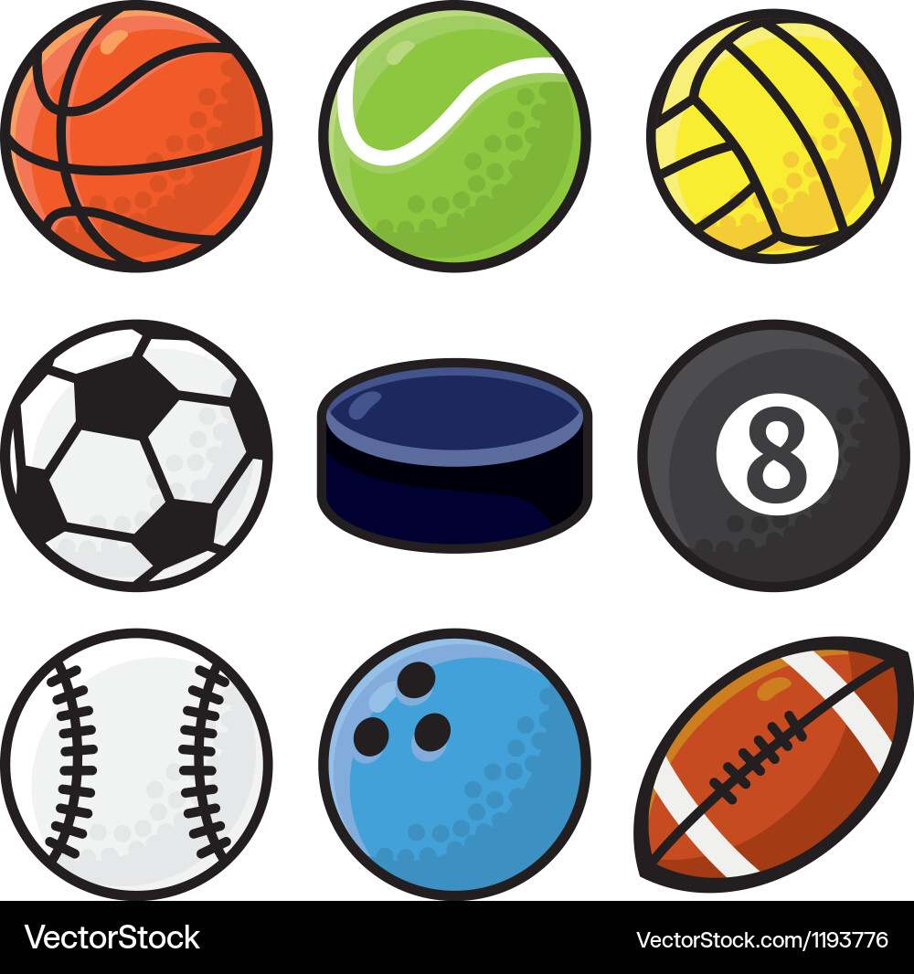 Set with sport balls - cartoon Royalty Free Vector Image