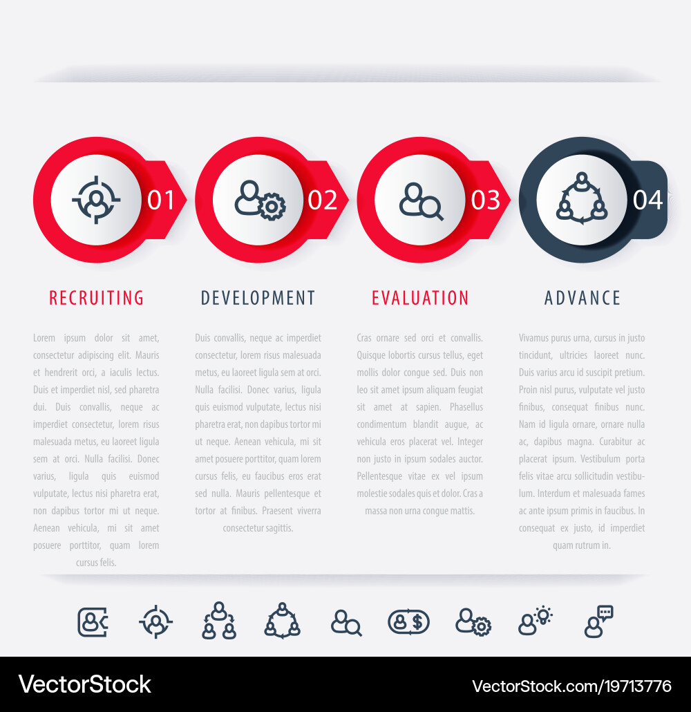 Staff Development Timeline Icons Royalty Free Vector Image