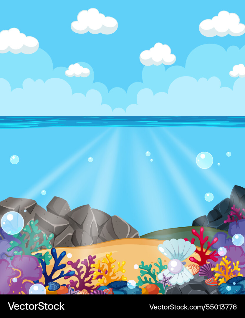 Vibrant ocean life with corals and sea creatures Vector Image