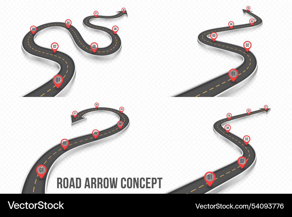 Winding 3d road infographic concept on a white Vector Image