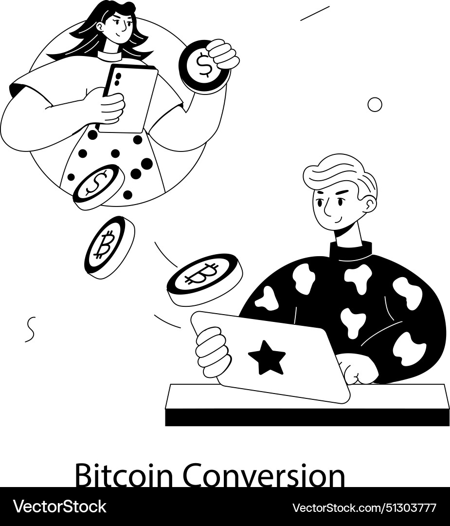Bitcoin conversion Royalty Free Vector Image - VectorStock