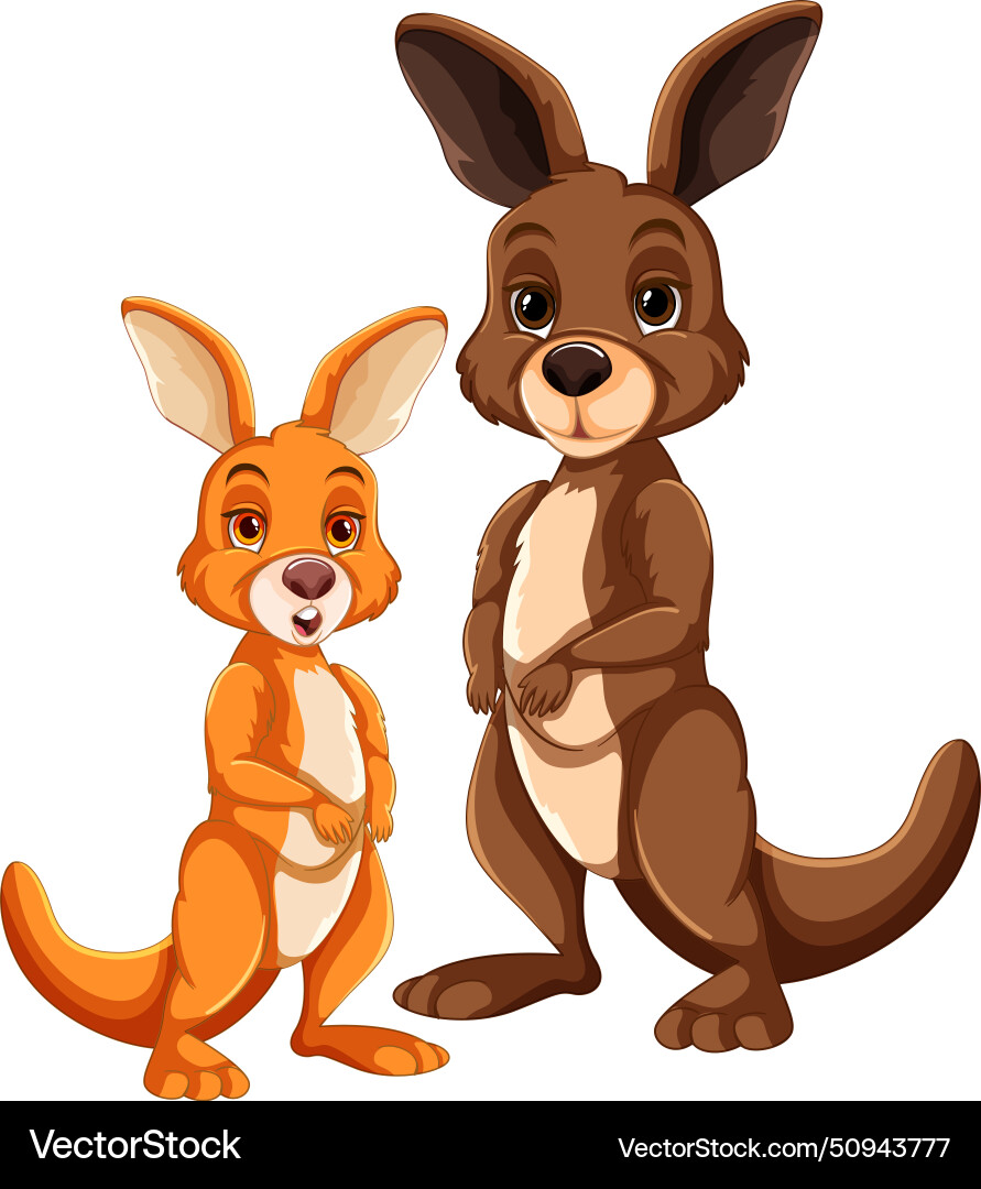 Cartoon kangaroo and rabbit standing together Vector Image