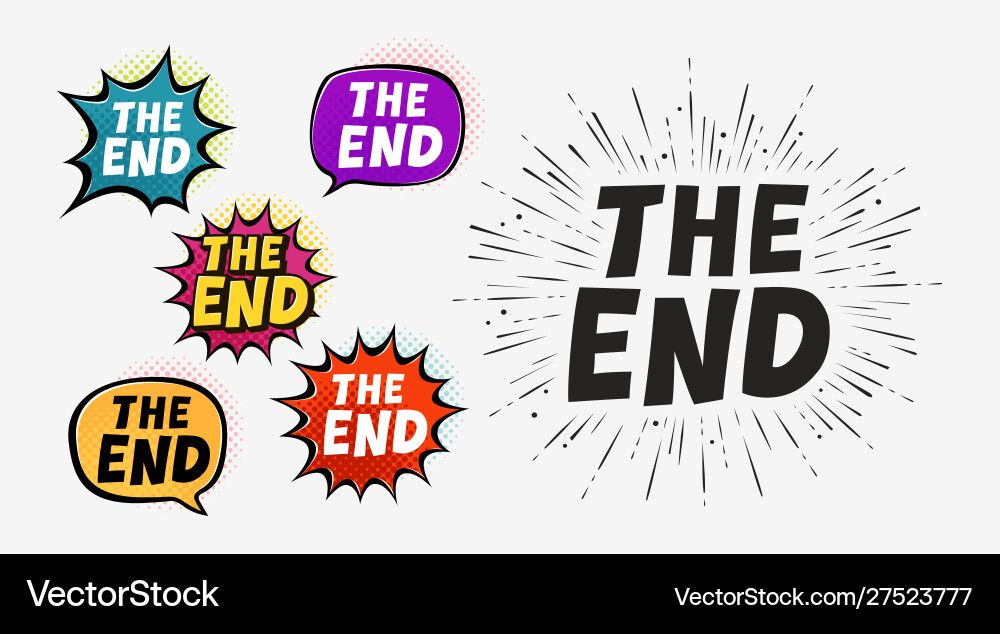 End Labels Collection Royalty Free Vector Image