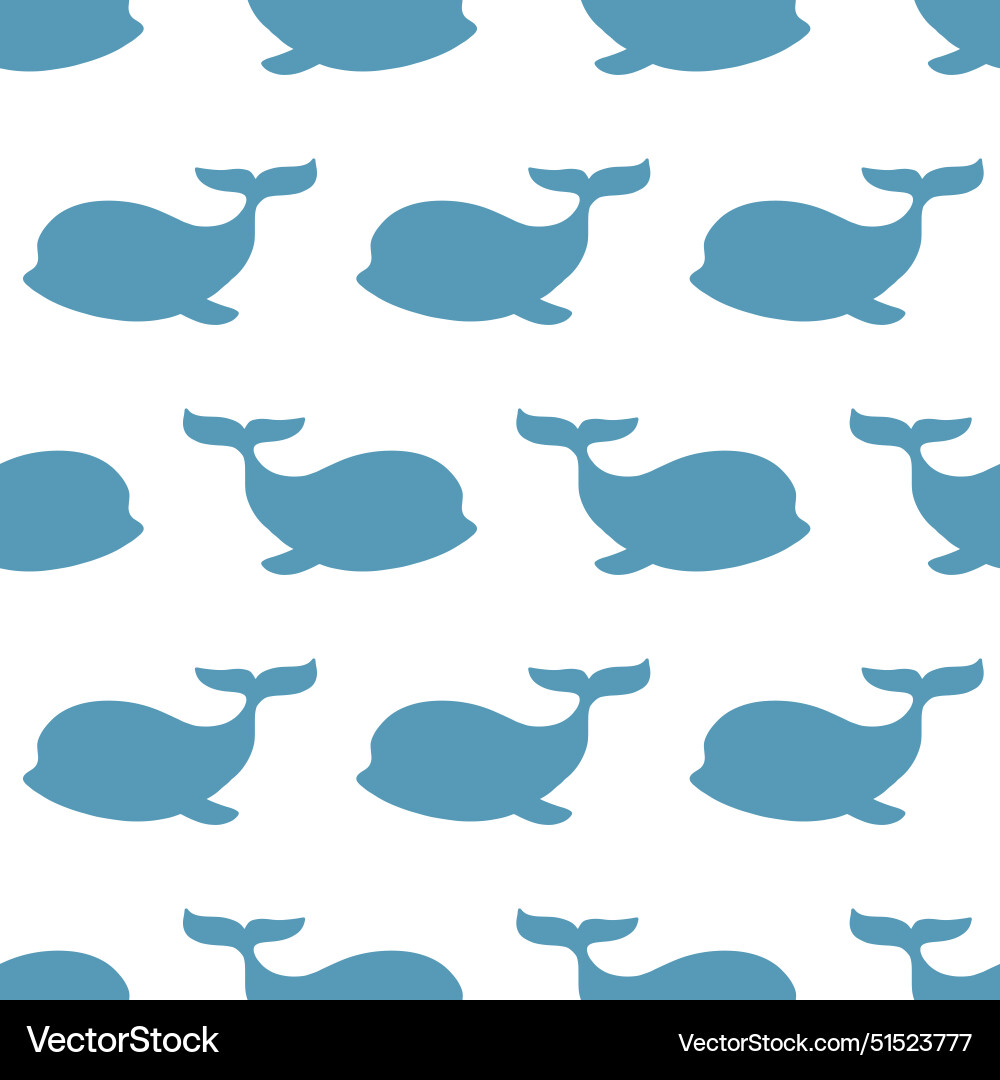 Hand drawn whales seamless pattern background Vector Image