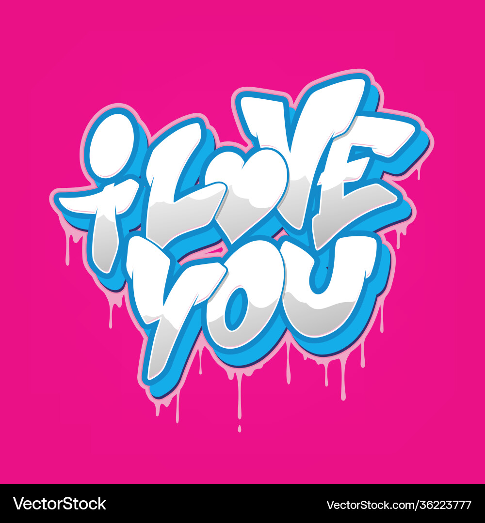 I love you font in graffiti style Royalty Free Vector Image
