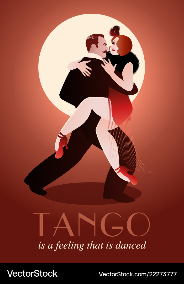 Passionate couple dancing tango-01 Royalty Free Vector Image