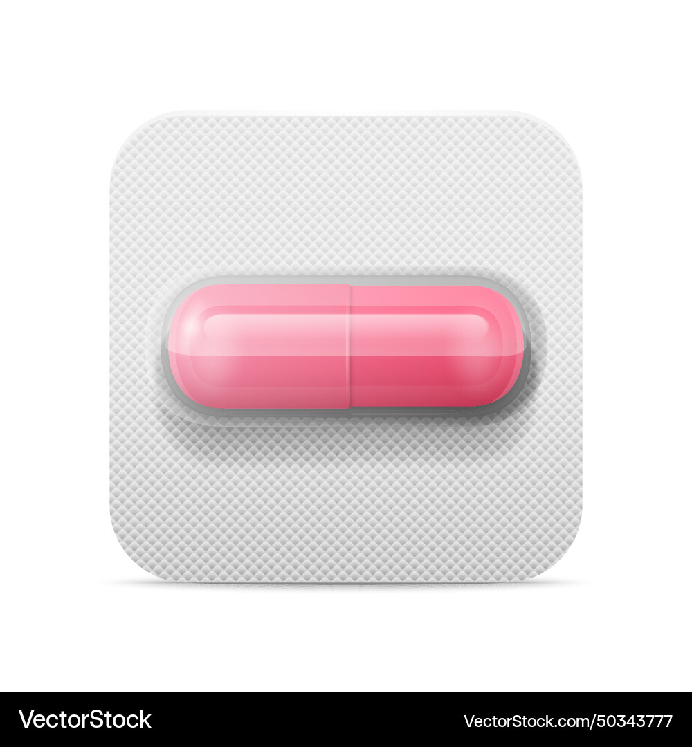 Realistic pharmaceutical medical pink pill Vector Image