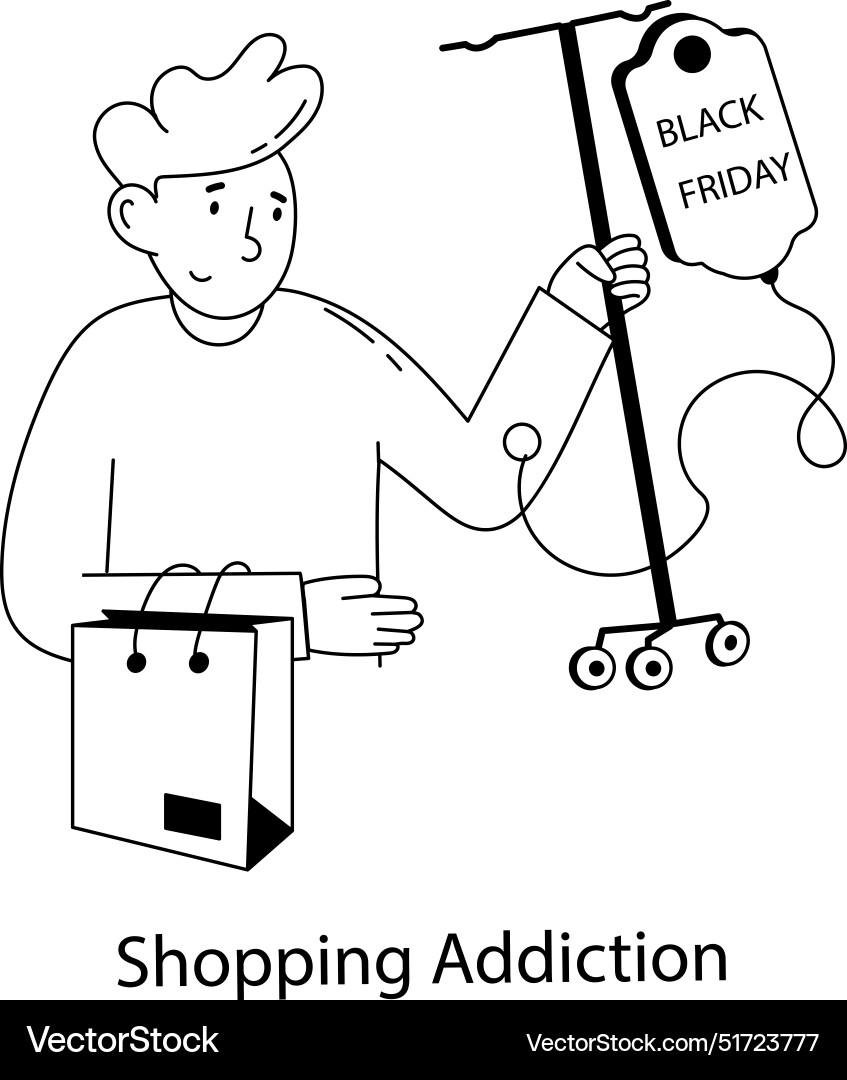 Shopping addiction Royalty Free Vector Image - VectorStock