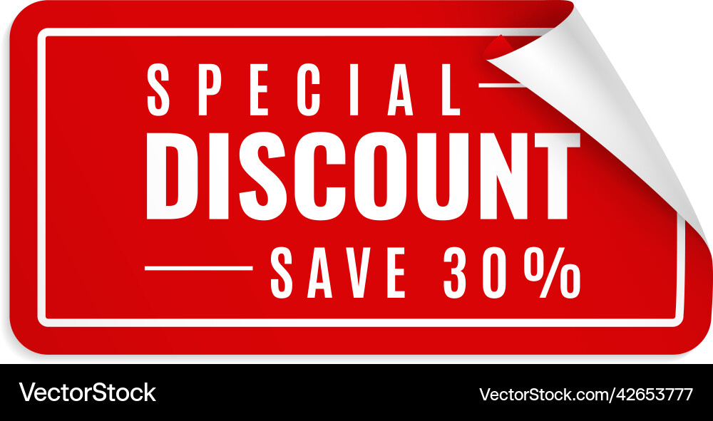 Special discount sticker red rectangular label Vector Image