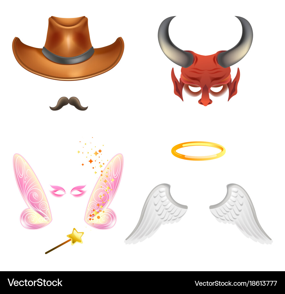 Video chat effects animal faces set Royalty Free Vector