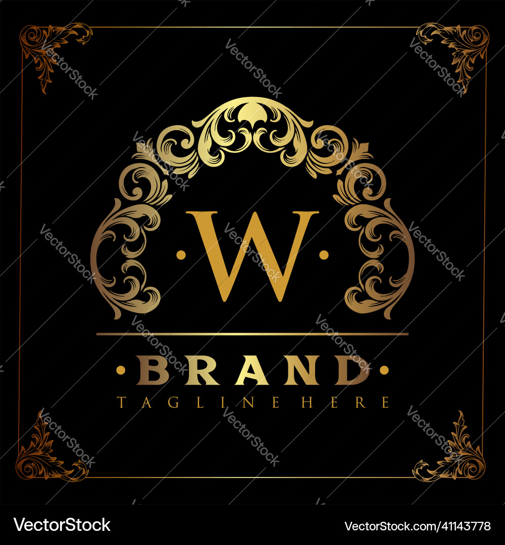 Elegant Gold Frame Logo Royalty Free Vector Image