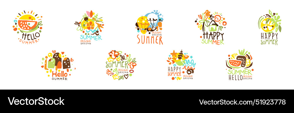Happy summer label and original design bright logo