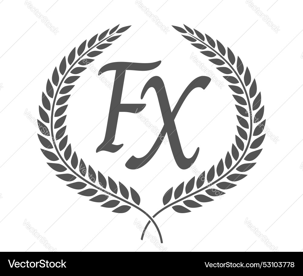 Initial letter f and x fx monogram logo design Vector Image