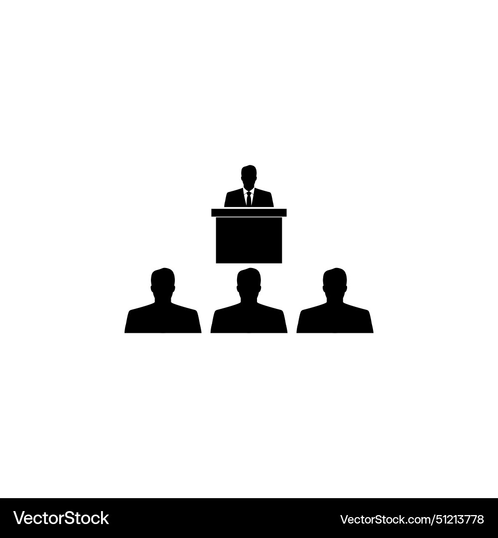 Speaker president with crowd people flat icon Vector Image