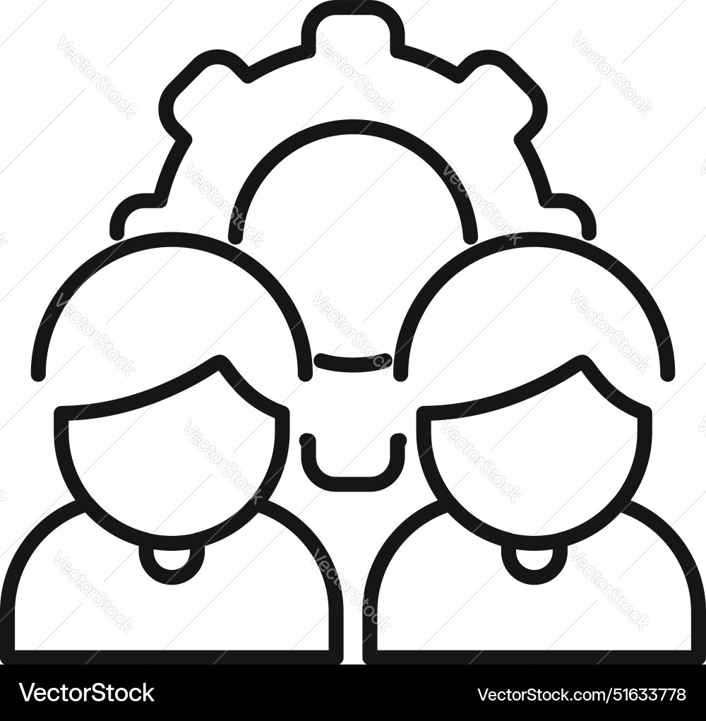 Two businessmen working together with gear icon Vector Image