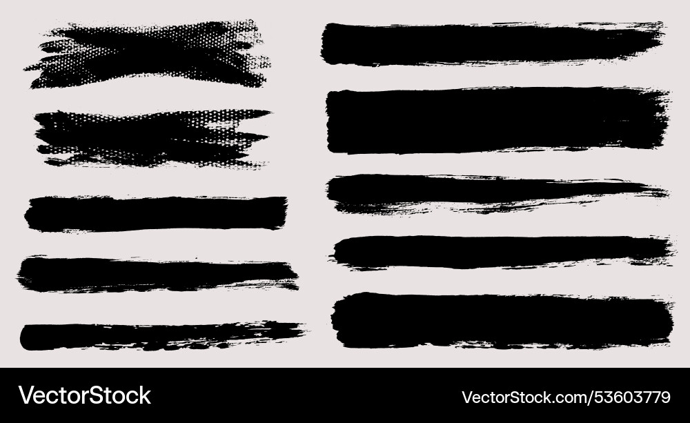 Brush strokes painted rectangles set Royalty Free Vector