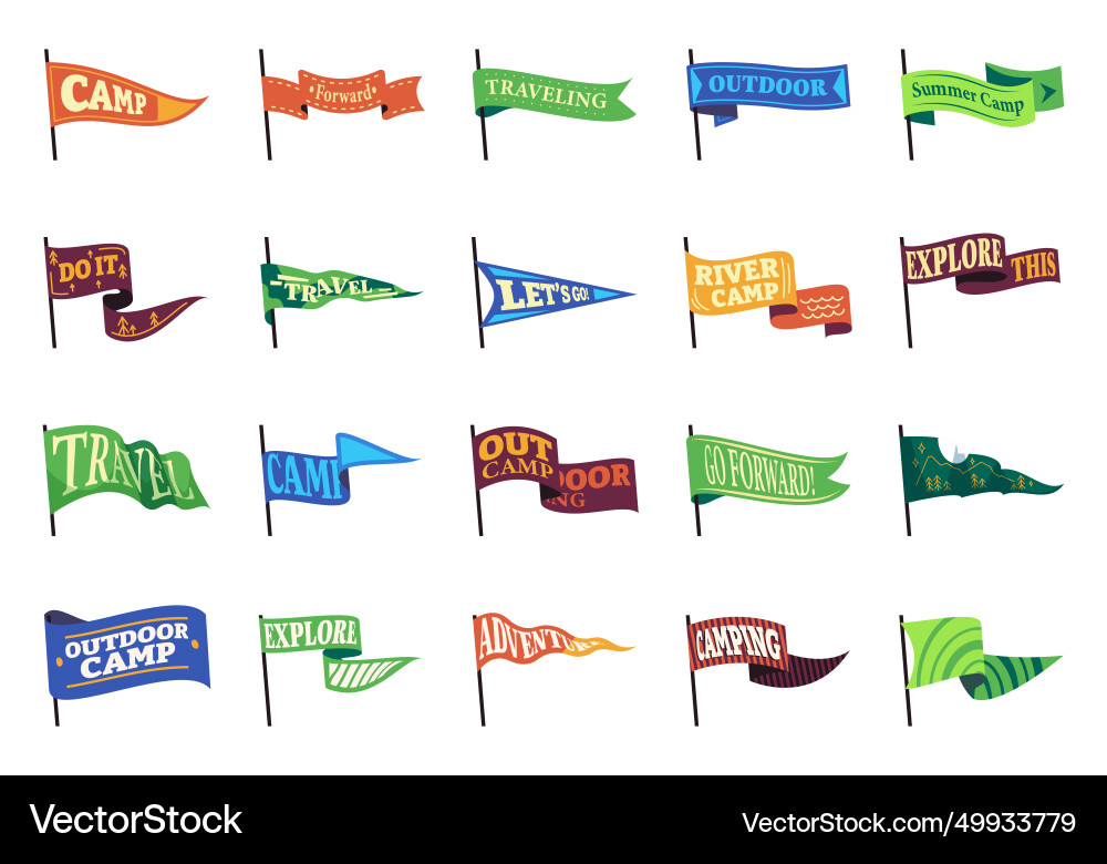 Camping Pennant Flags - Summer Expedition Vector Image