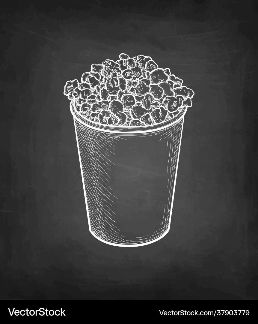 Chalk sketch popcorn Royalty Free Vector Image