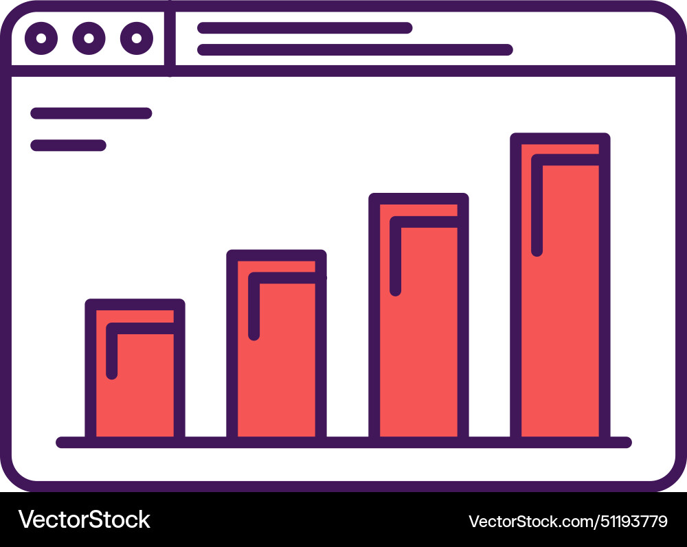 Chart graph bar browser window icon Royalty Free Vector