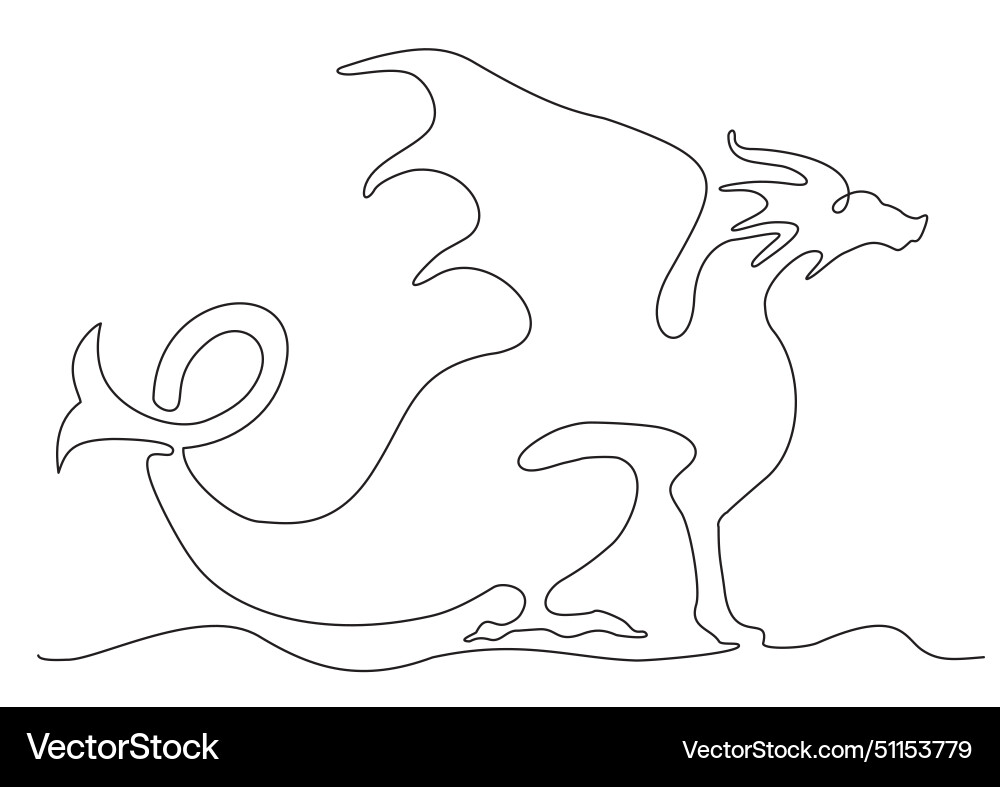 Continuous one line drawing dragon year Royalty Free Vector