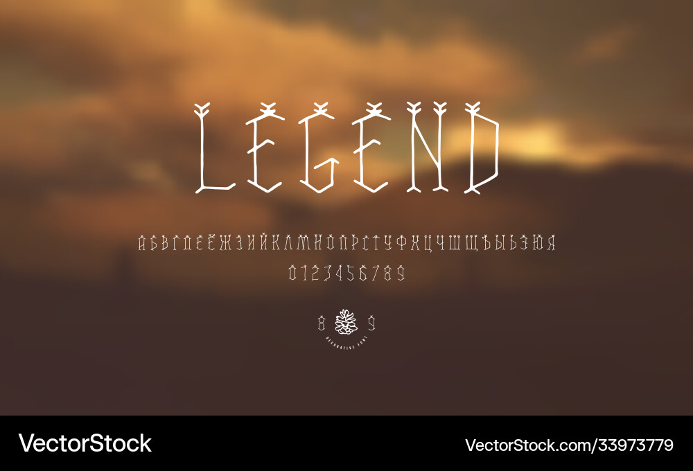 Cyrillic decorative serif font in style Royalty Free Vector