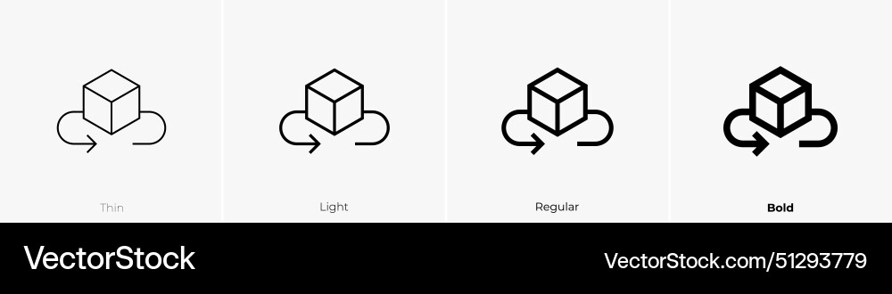 D icon thin light regular and bold style design Vector Image