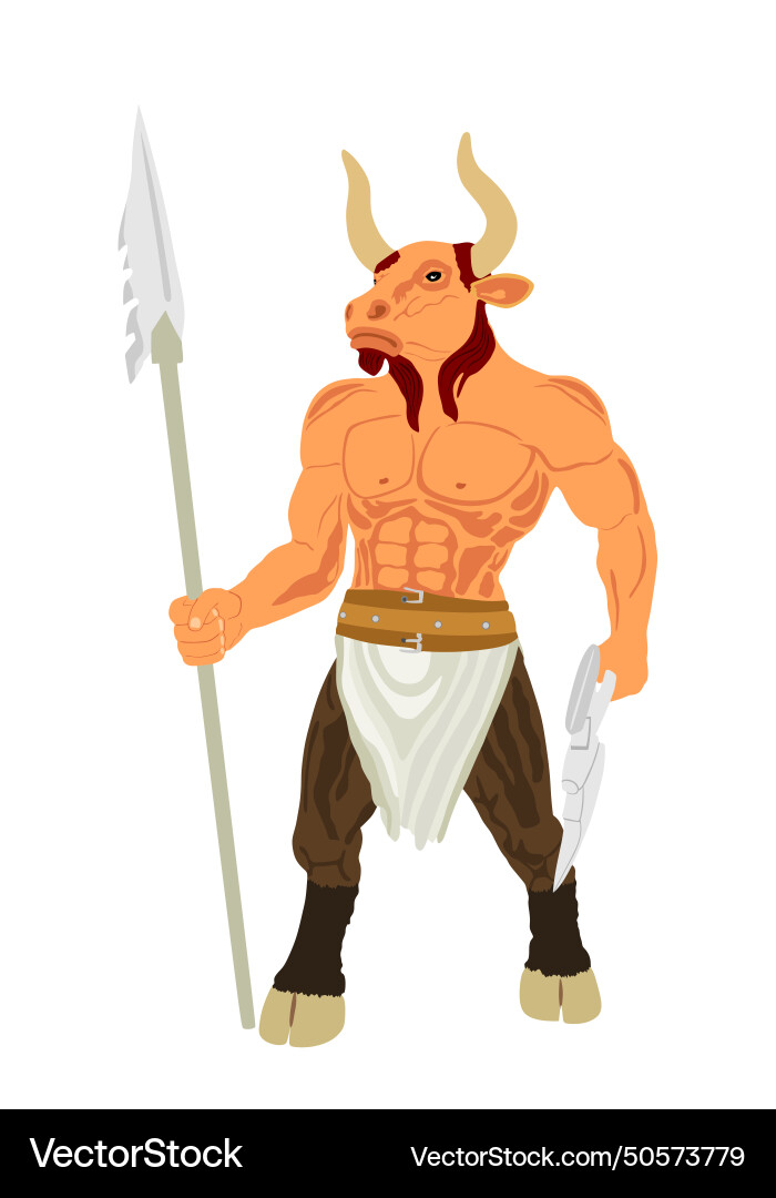 Greek mythology creature minotaur Royalty Free Vector Image