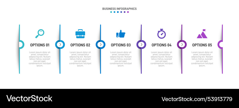 Horizontal progress bar featuring 5 arrow-shaped Vector Image