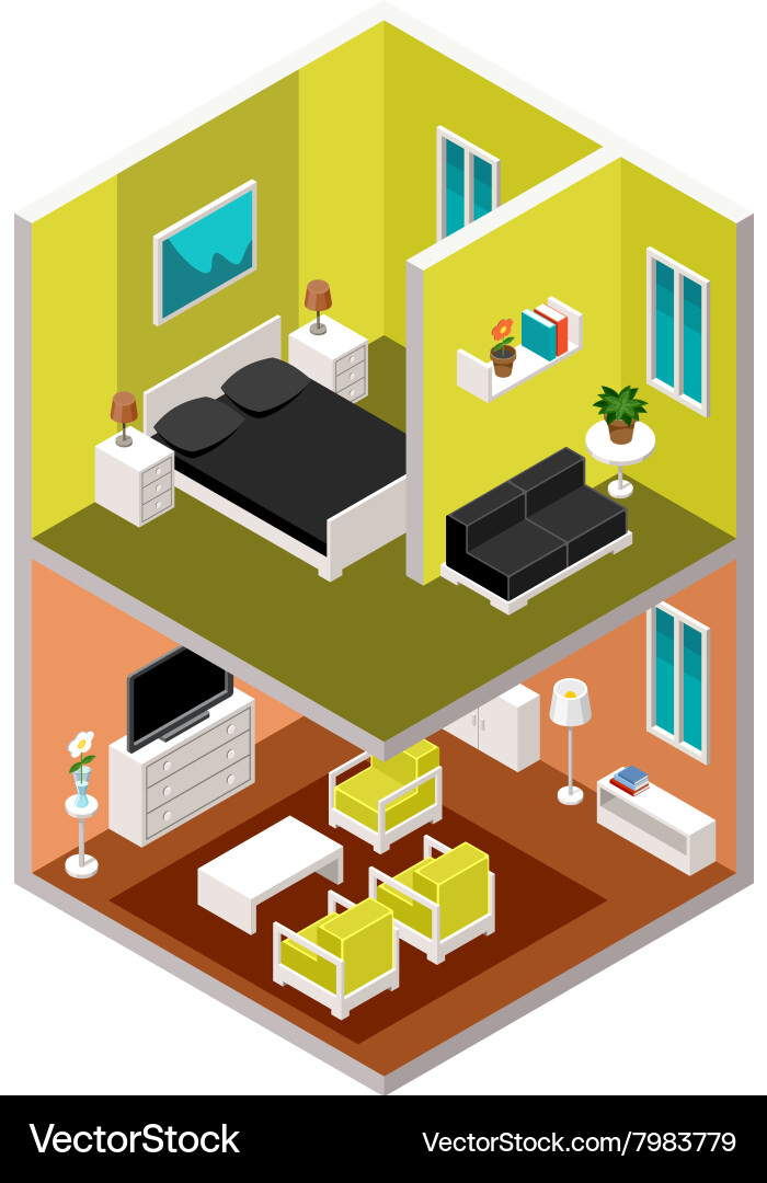 Isometric house in a section Royalty Free Vector Image