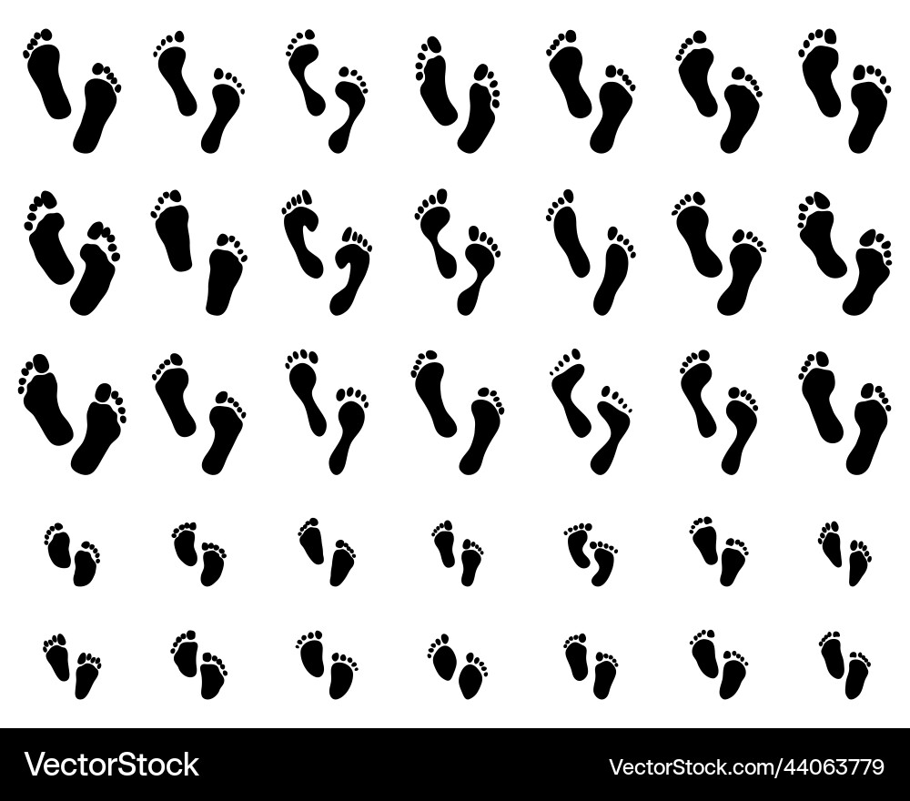 Prints human and children feet Royalty Free Vector Image