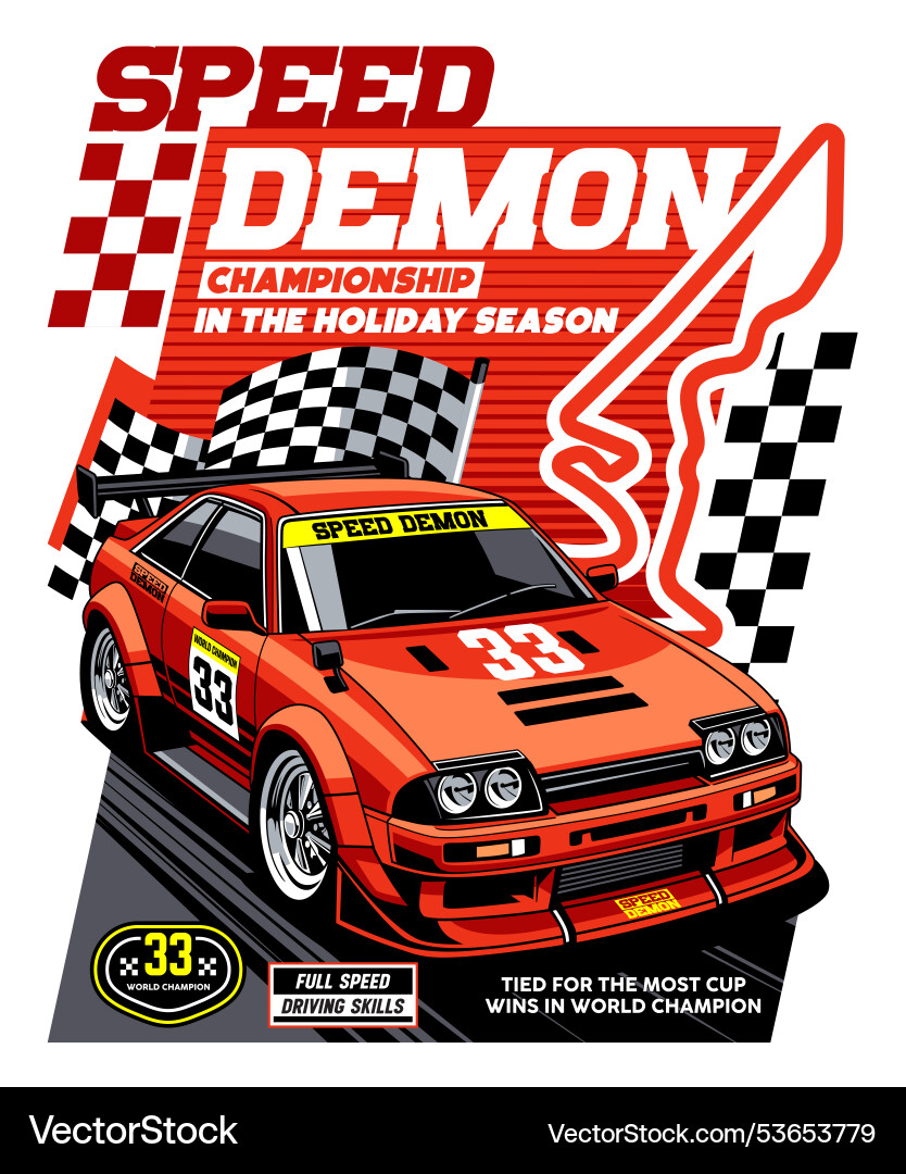 Speed demon racing champion Royalty Free Vector Image