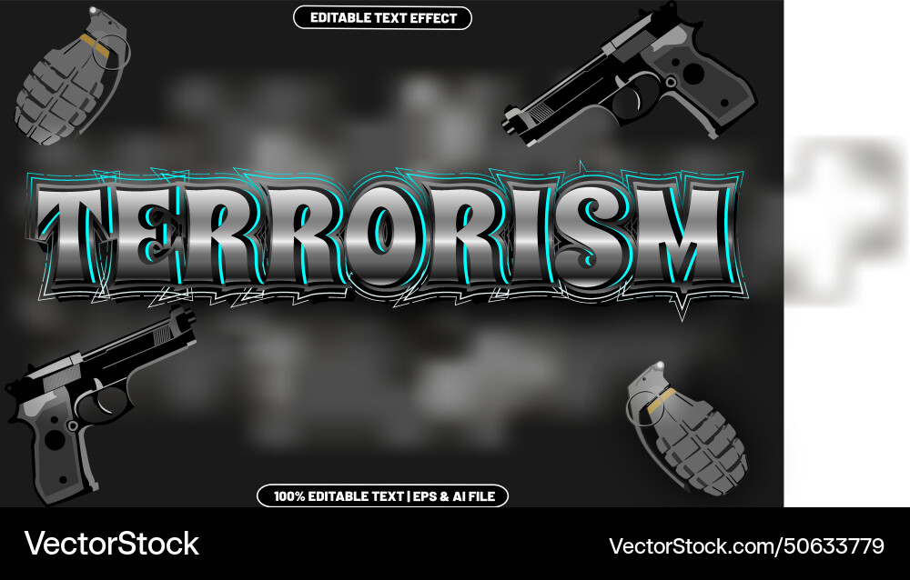 Terrorism editable text effect modern style Vector Image