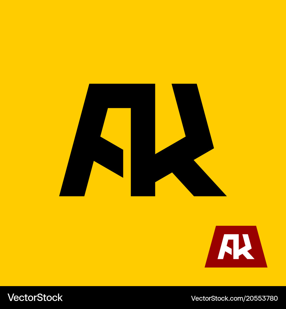 Ak letters symbol a and k ligature Royalty Free Vector Image