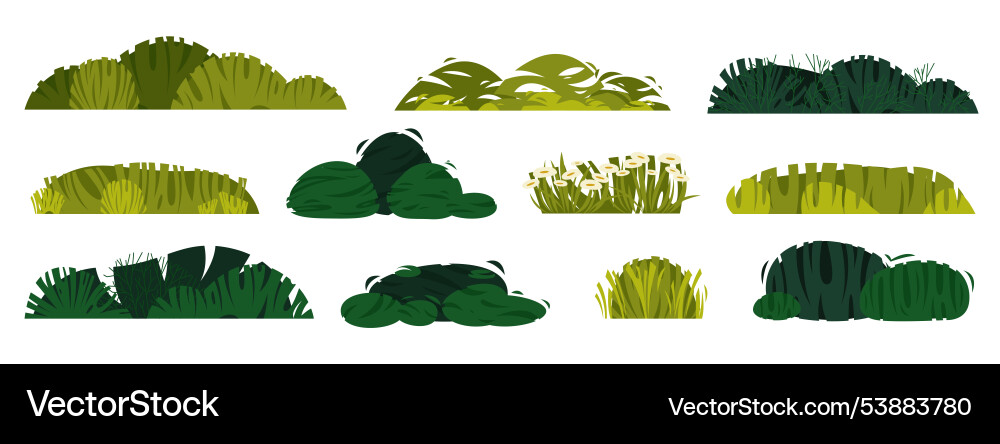 Cartoon Green Bushes & Foliage Royalty Free Vector Image