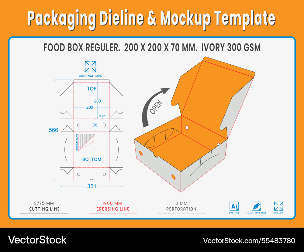 Packaging dieline and mockup template Royalty Free Vector