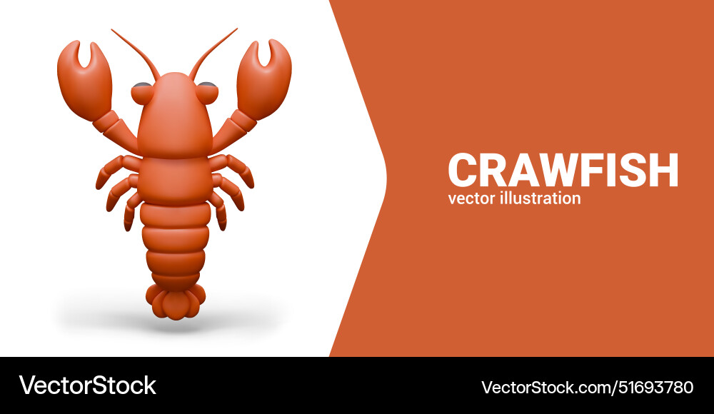 Realistic red crawfish in cartoon style river Vector Image
