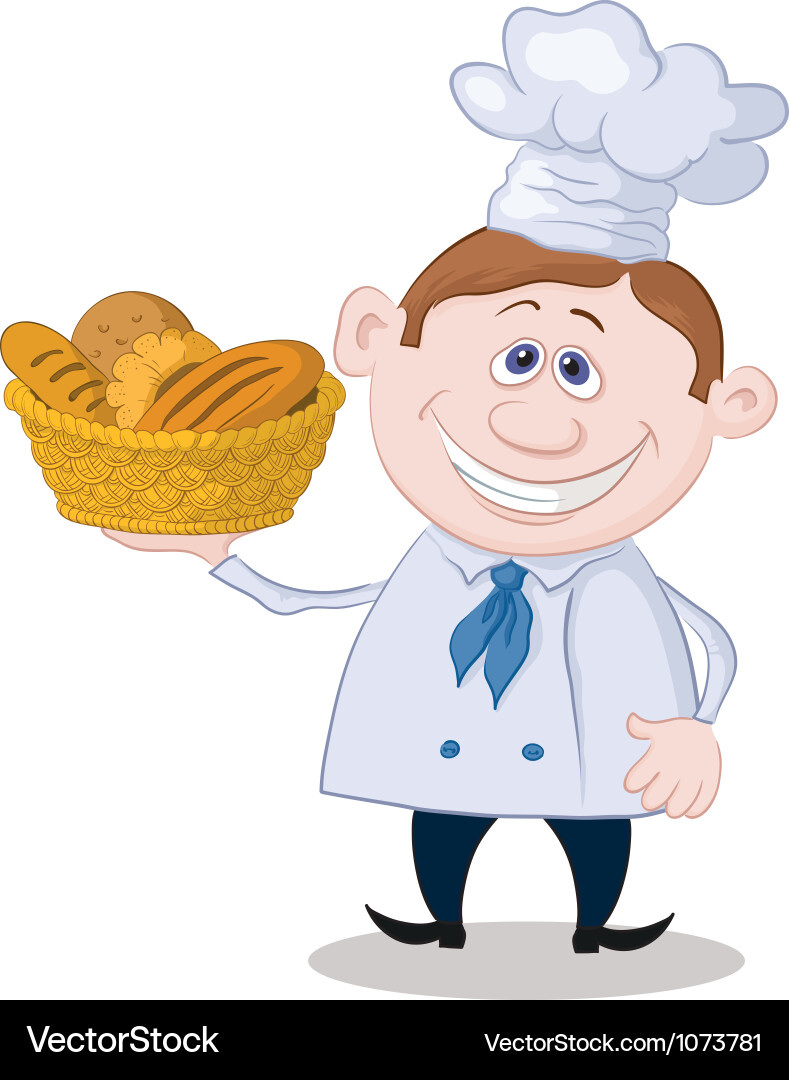 Baker with a basket of bread Royalty Free Vector Image