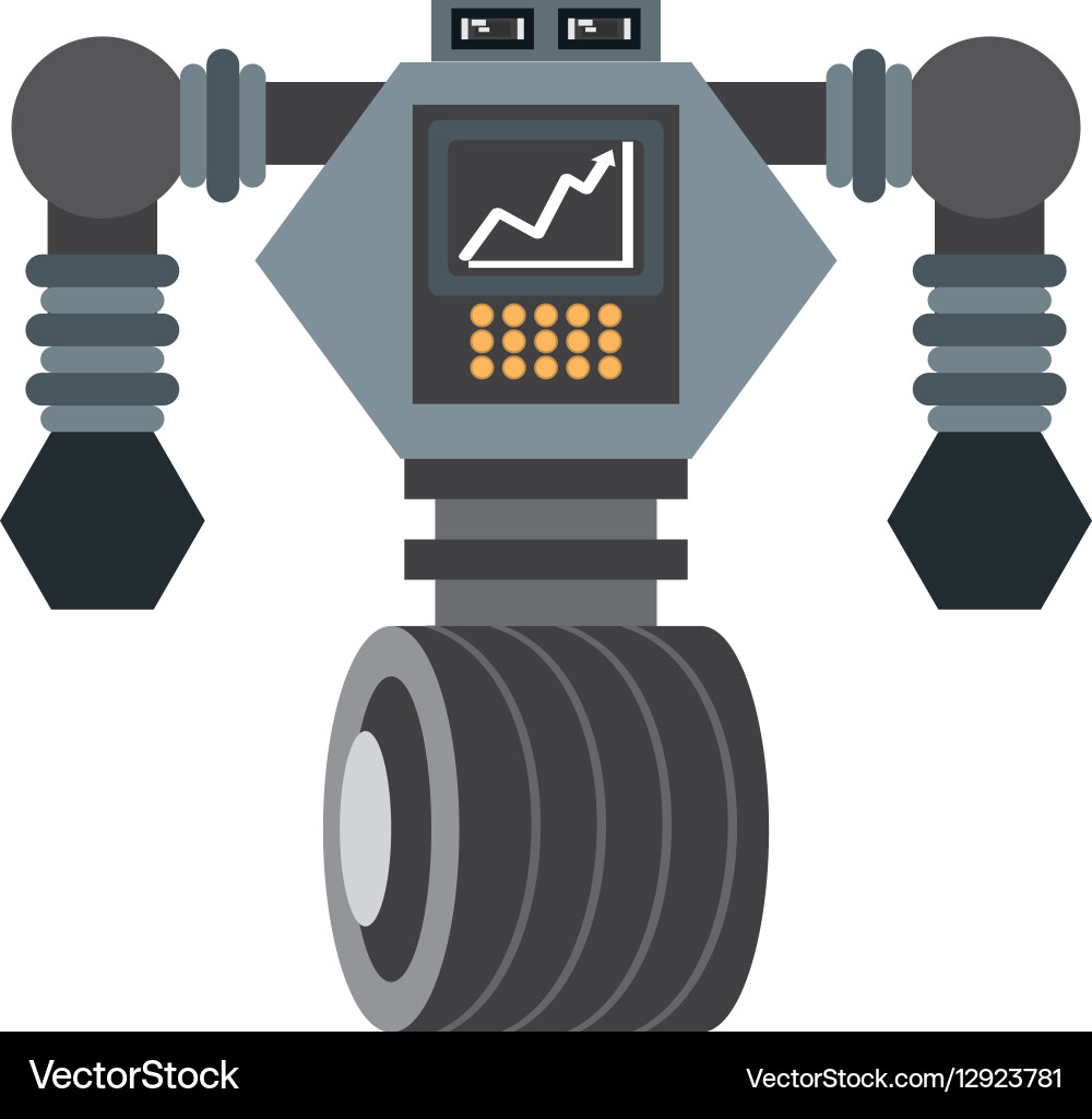 Big robot futuristic analytics screen wheel Vector Image