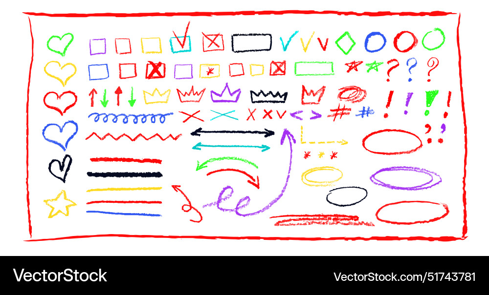 Colorful underline pencil hand drawn various Vector Image