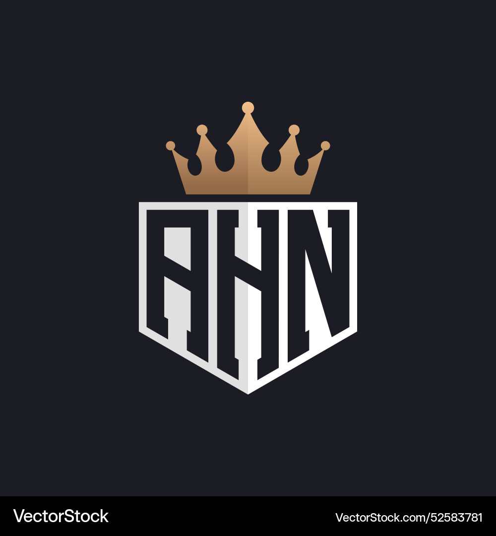Luxury ahn logo with crown elegant initials Vector Image