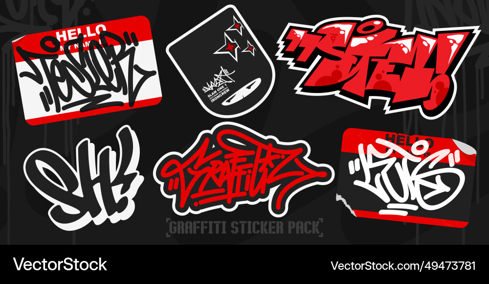 Red abstract colorful urban graffiti style sticker