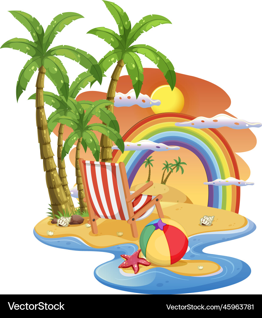 Summer beach scene template Royalty Free Vector Image