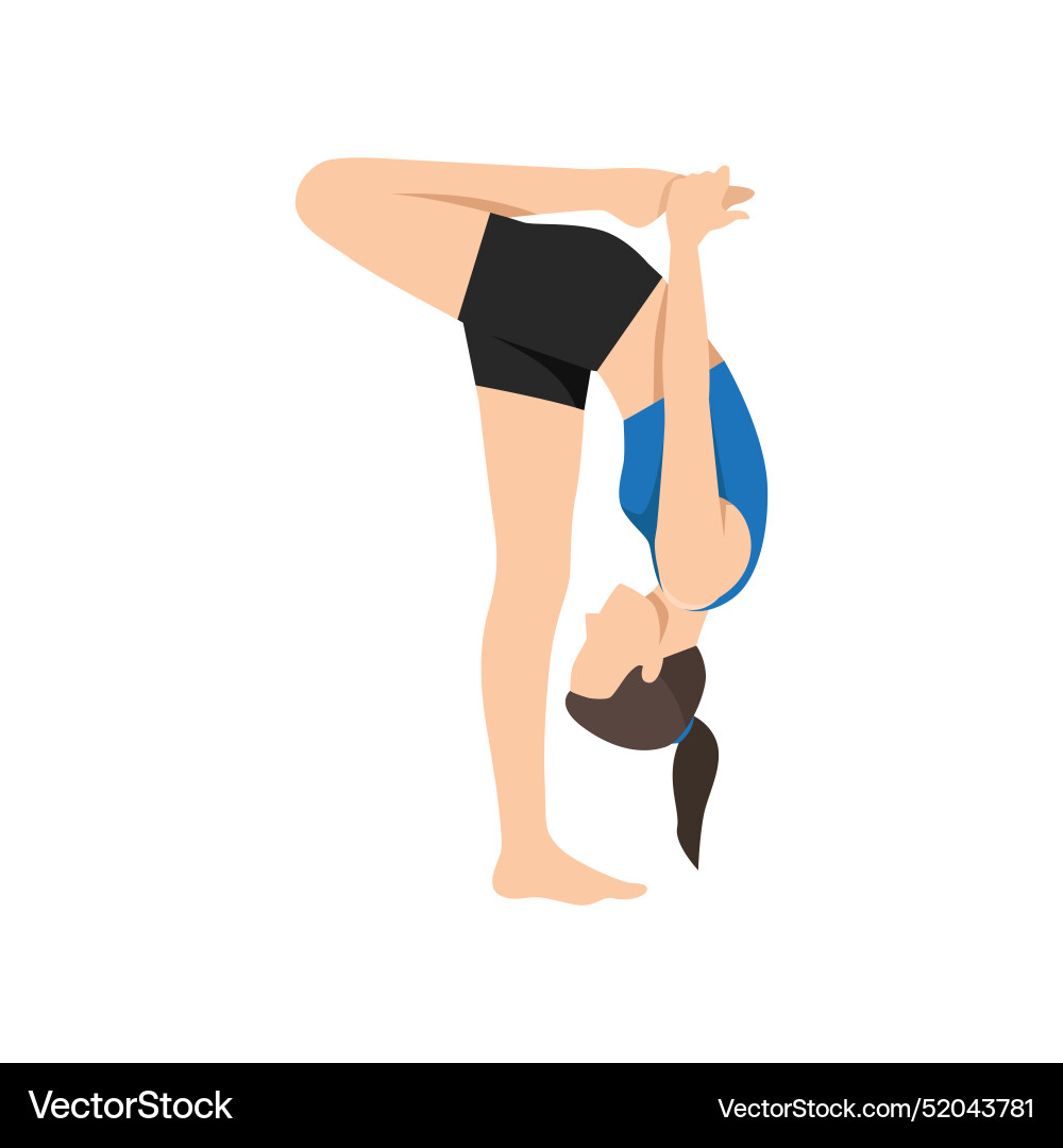 Woman doing unsupported bound one foot intense Vector Image